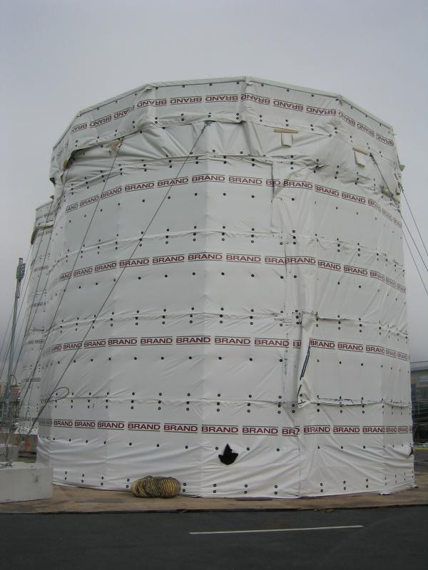 Parachute Jump rehabilitation, 2002 - 2003. Sand blasting enclosure ...