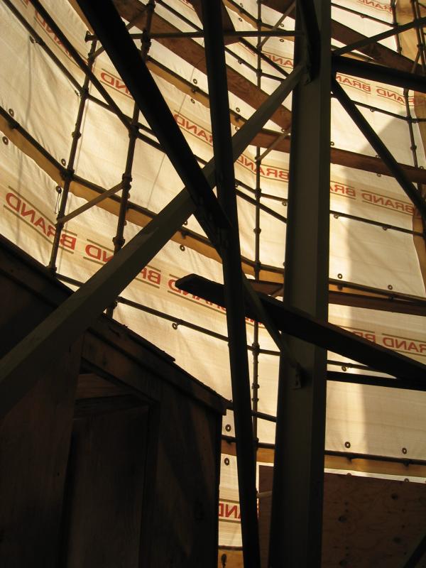 Parachute Jump rehabilitation, 2002 - 2003. Jump components inside sand ...